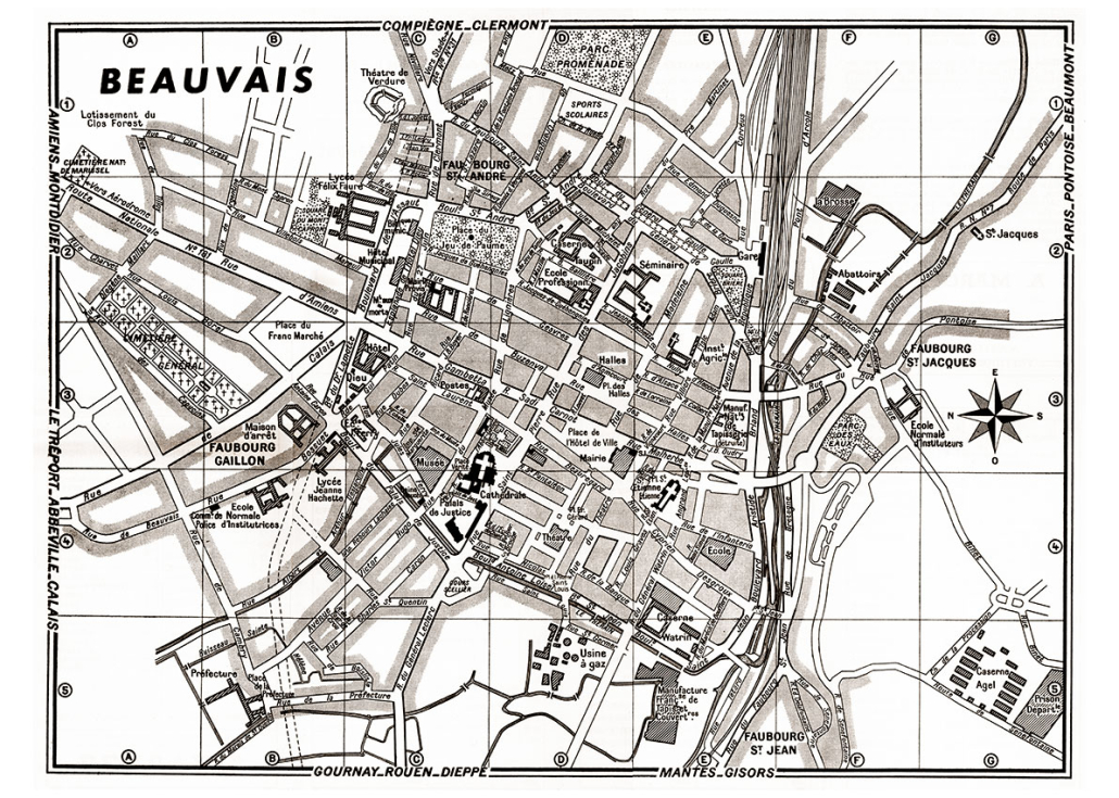 Plan de ville vintage de Beauvais réalisé par l'atelier Blay-Foldex