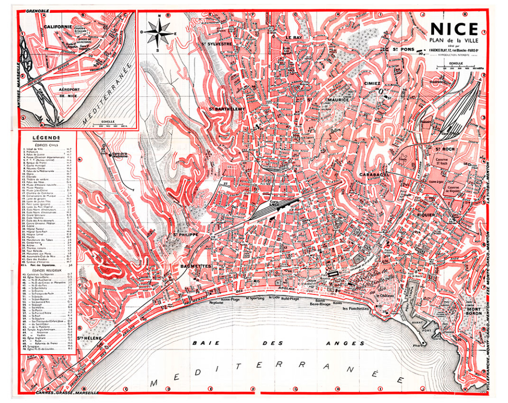 Plan de ville vintage de Nice réalisé par l'atelier Blay-Foldex