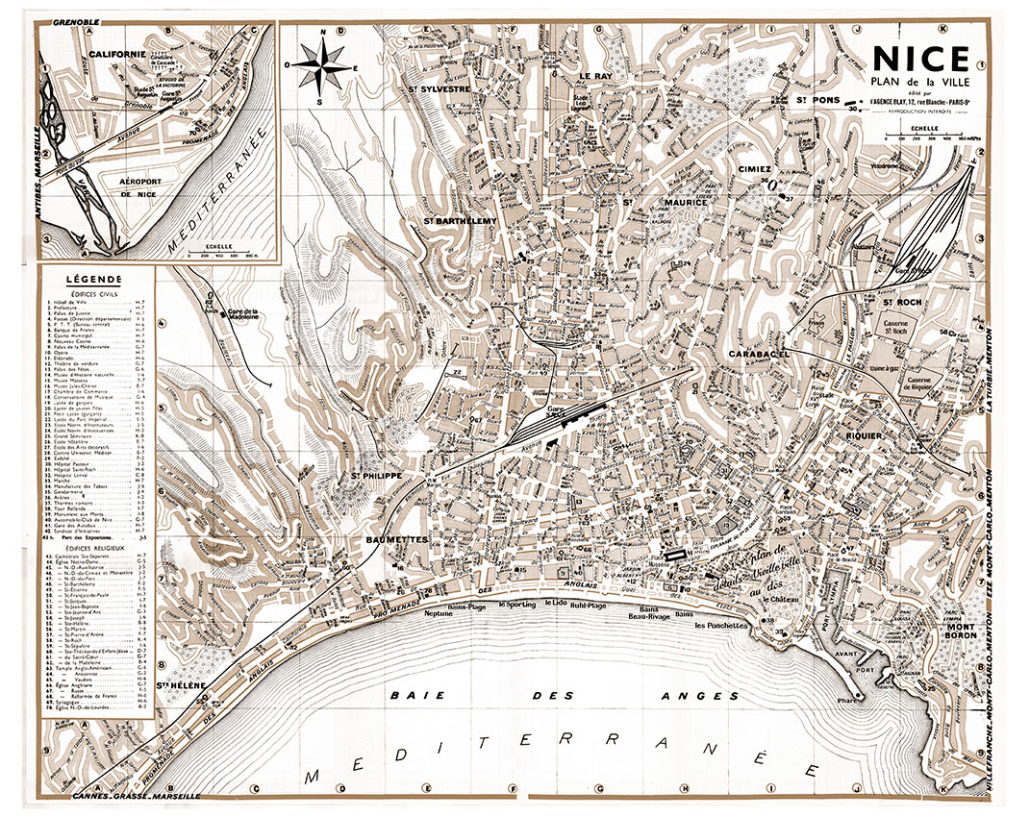 Plan de ville vintage de Nice réalisé par l'atelier Blay-Foldex