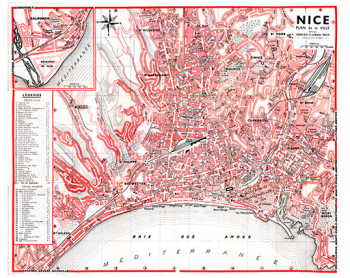 Plan de ville vintage de Nice réalisé par l'atelier Blay-Foldex