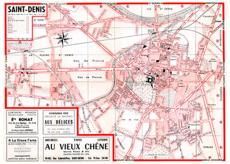 Plan de ville vintage de Saint-Denis réalisé par l'atelier Blay-Foldex