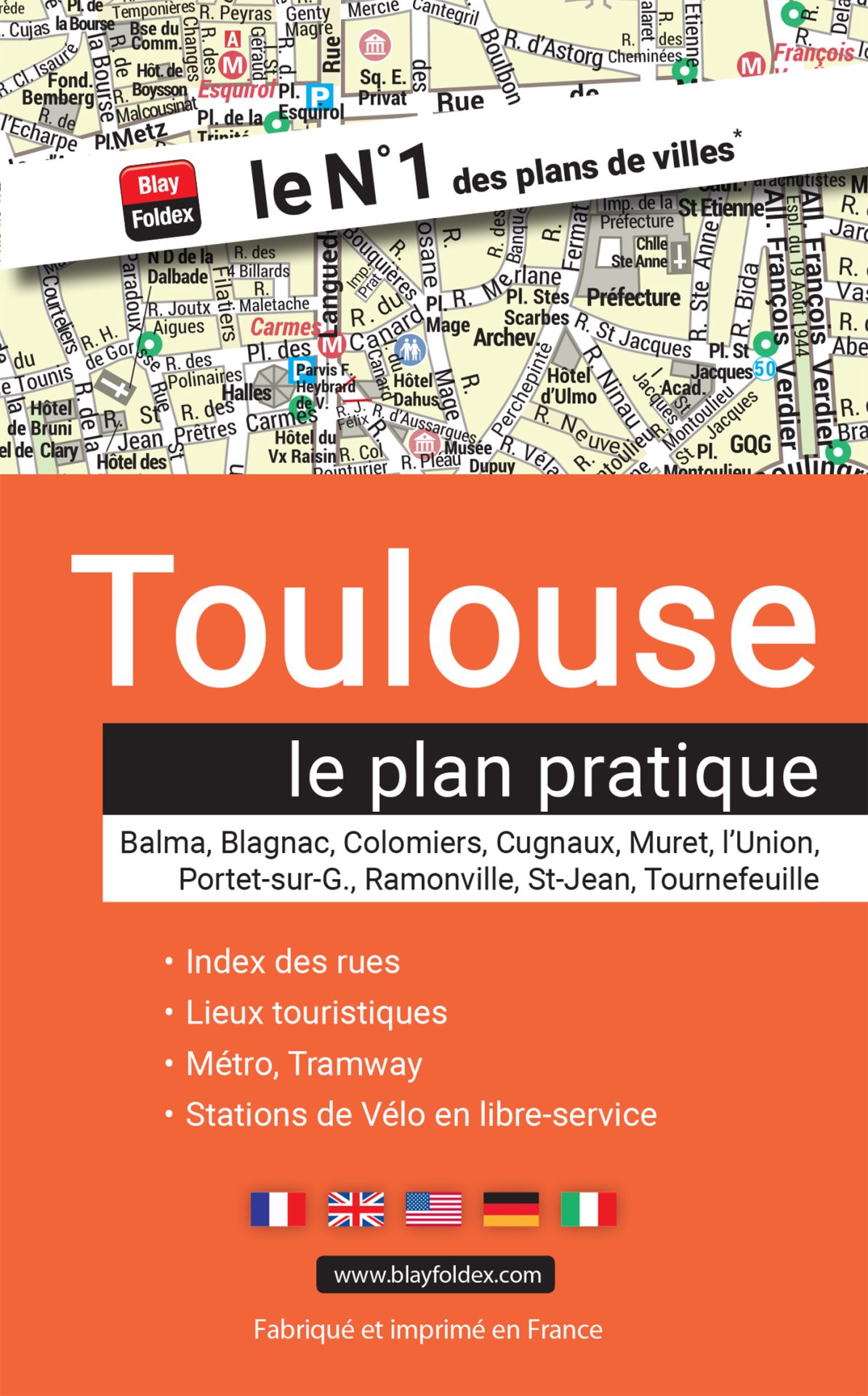 Plan de ville de Toulouse Pratique réalisé par l'atelier Blay Foldex
