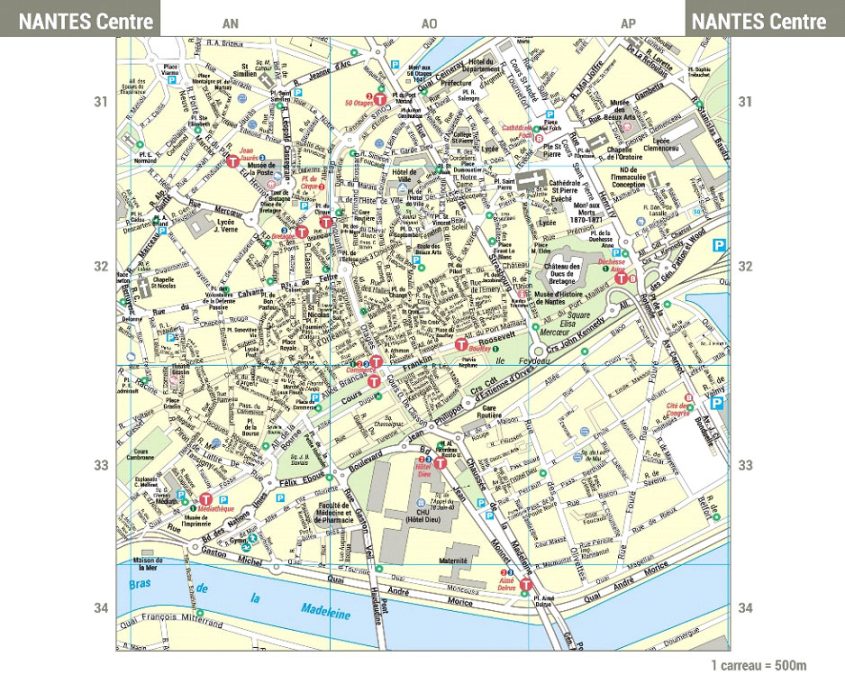 Plan de ville de Nantes Pratique réalisé par l'atelier Blay Foldex