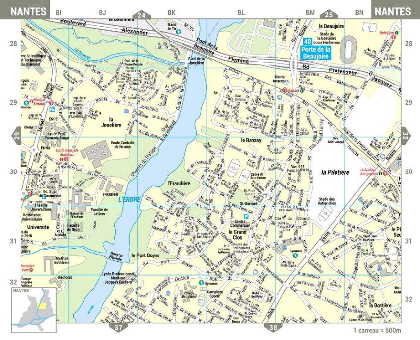 Plan de ville de Nantes Pratique réalisé par l'atelier Blay Foldex