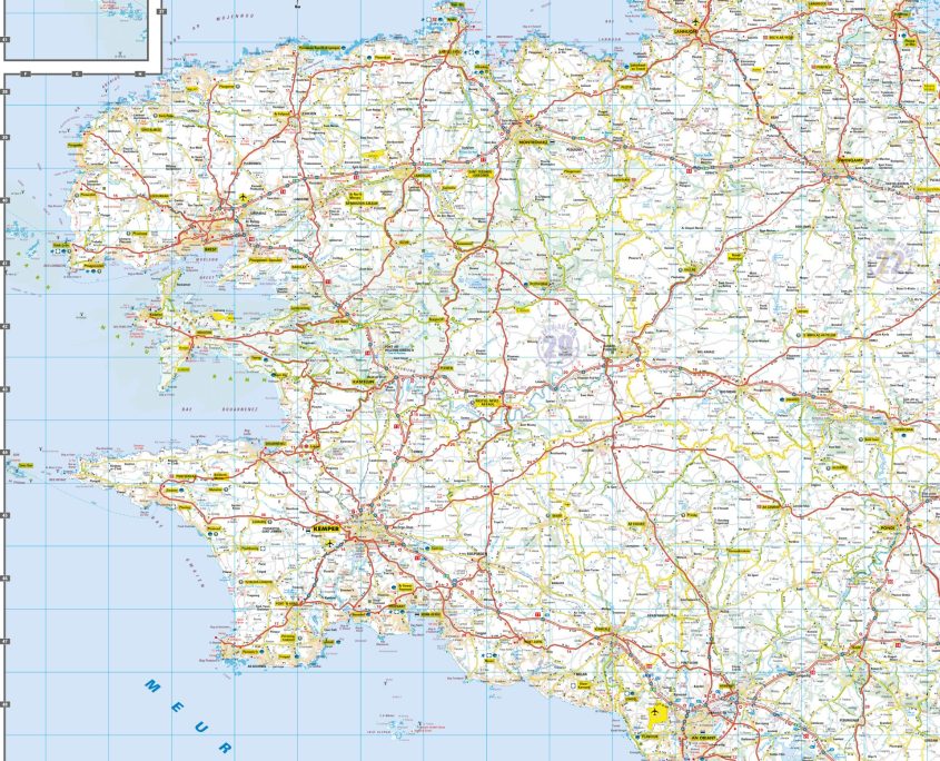 Carte de la Bretagne en breton réalisée par l'atelier Blay Foldex