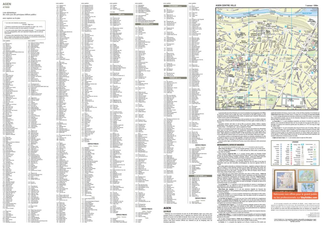Plan de ville d'Agen, Lot-et-Garonne - réalisé par Blay Foldex