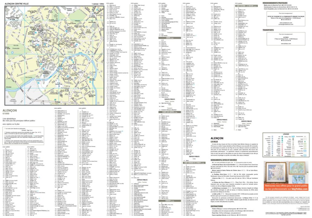 Plan de ville d'Alençon, Orne - réalisé par l'atelier Blay Foldex