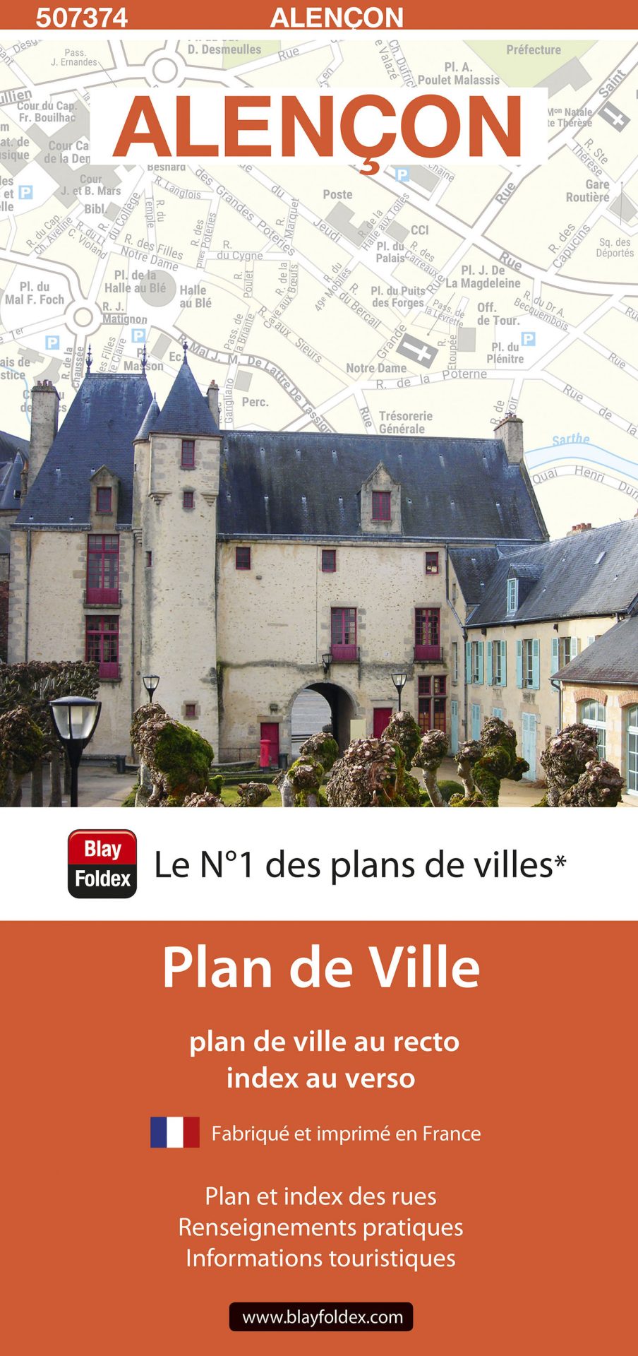 Plan de ville d'Alençon, Orne - réalisé par l'atelier Blay Foldex