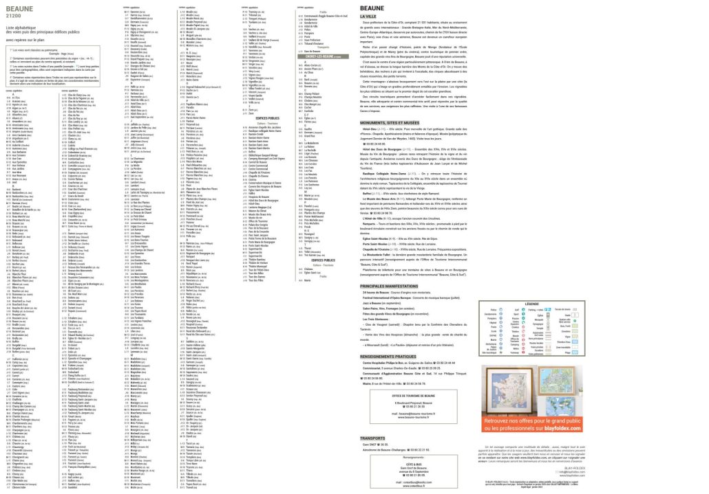 Plan de ville de Beaune, Côte-d’Or - réalisé par l'atelier Blay Foldex
