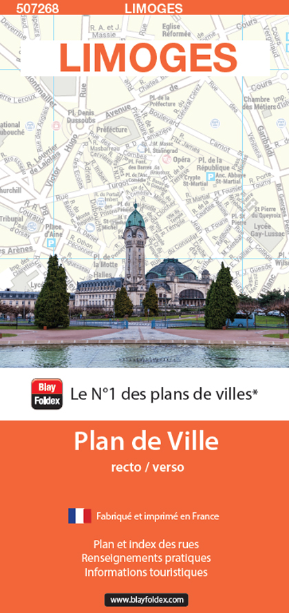 Plan de ville de Limoges, Haute-Vienne - réalisé par l'atelier Blay Foldex