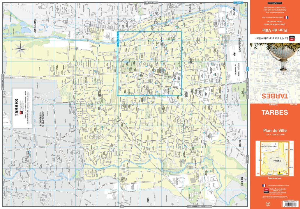 Plan de ville de Tarbes, Hautes-Pyrénées - réalisé par Blay Foldex