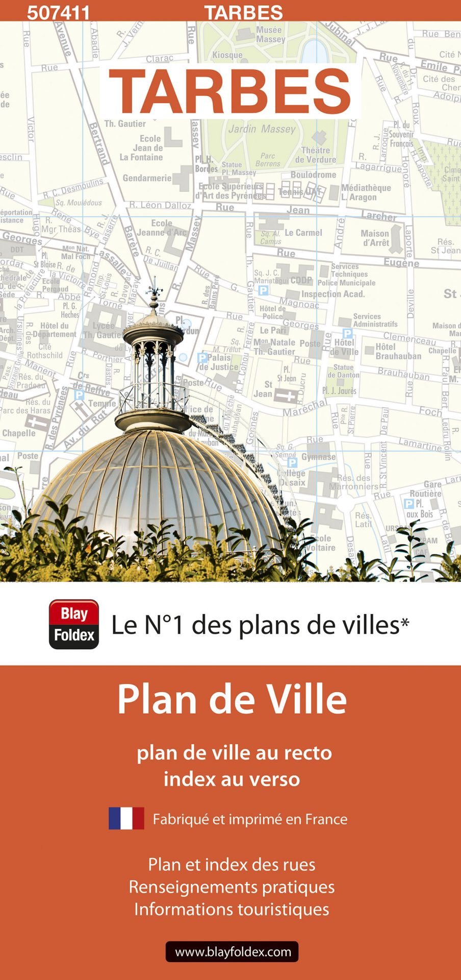 Plan de ville de Tarbes, Hautes-Pyrénées - réalisé par Blay Foldex