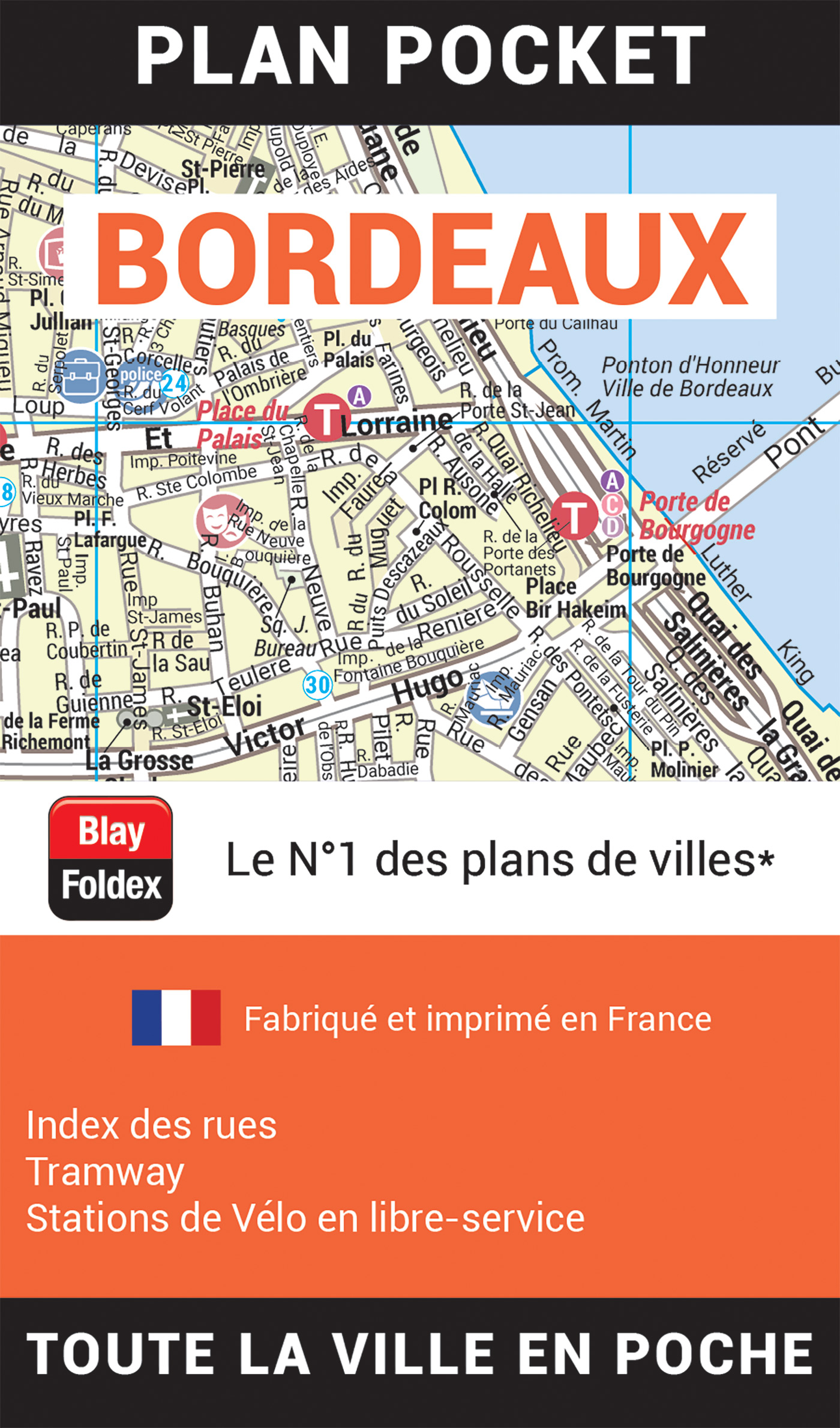 Plan de ville de Bordeaux plan pocket, Gironde - atelier Blay Foldex