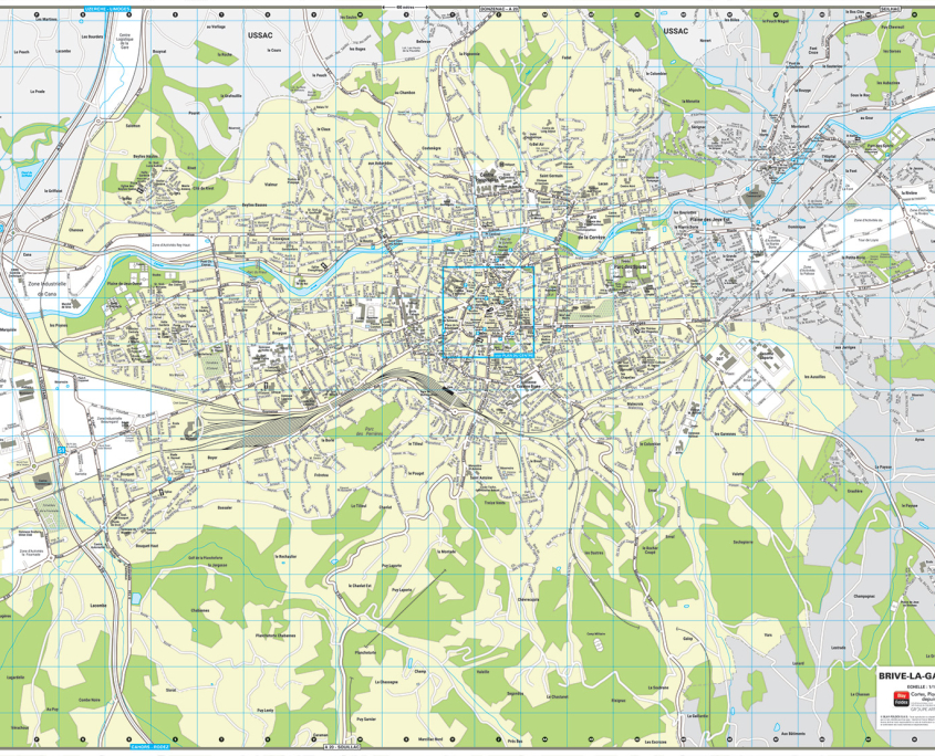 Plan de ville de Brive-la-Gaillarde, Corrèze- réalisé par l'atelier ...
