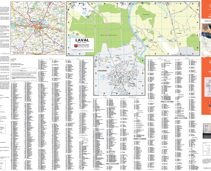 Plan de ville de Laval, Mayenne- réalisé par l'atelier Blay Foldex