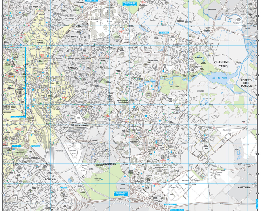 Plan de ville de Lille Grand Format réalisé par l'atelier Blay Foldex