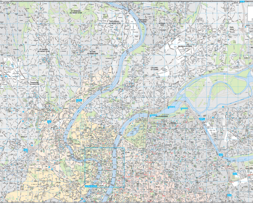Plan de ville de Lyon Grand Format réalisé par l'atelier Blay Foldex
