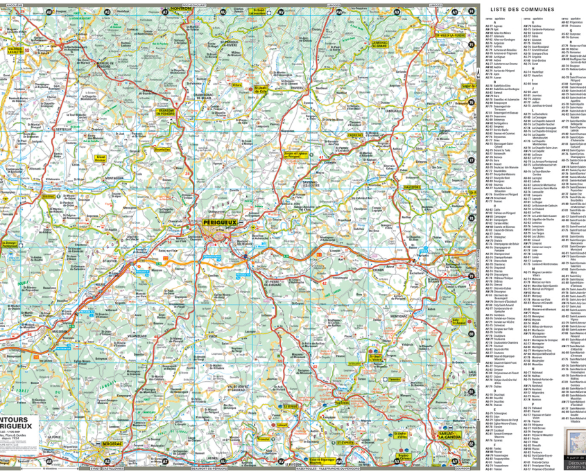 Plan de ville de Périgueux, Dordogne - réalisé par l'atelier Blay Foldex