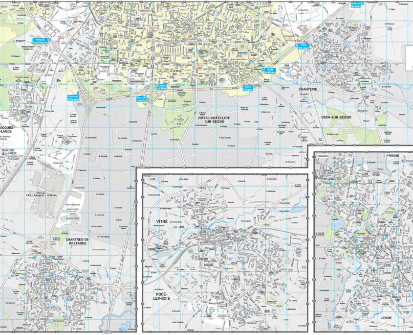 Plan de ville de Rennes Grand Format réalisé par l'atelier Blay Foldex