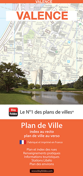 Plan de ville de Valence, Drôme - réalisé par l'atelier Blay Foldex